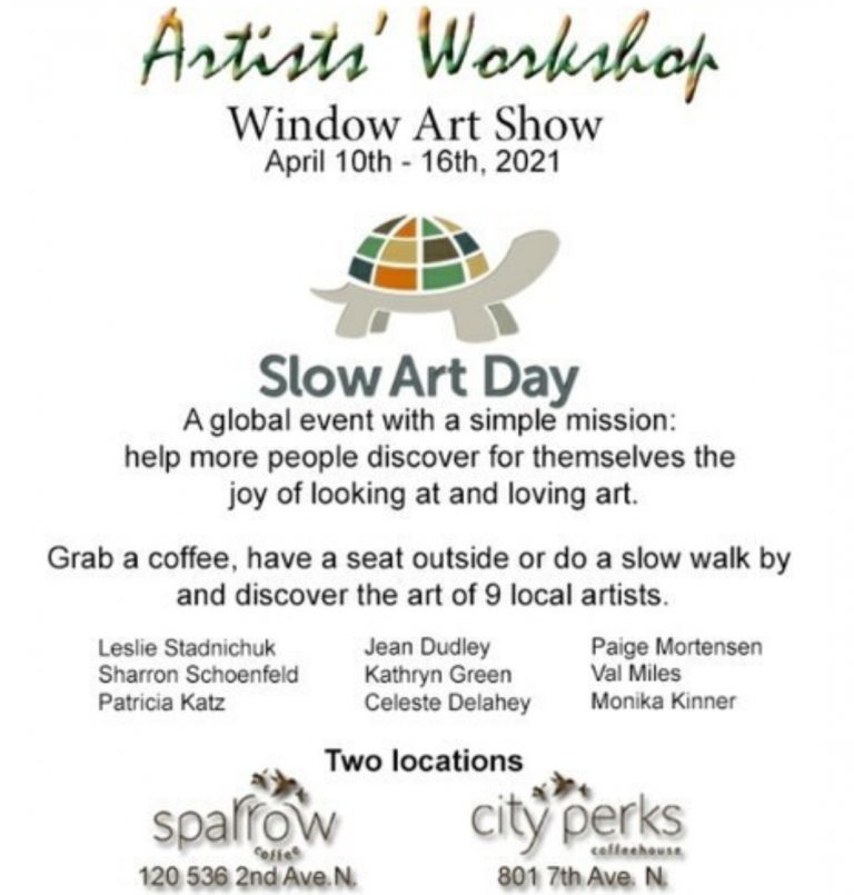 Slow Art Day - Artists' Workshop Window Art Show | Family Fun Saskatoon